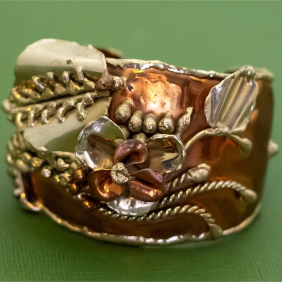 Mexico | Jewelry | 7 Inch Vintage Art Nouveau Floral Abstract Cuff ...